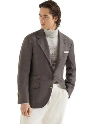 Brunello Cucinelli Mouliné Virgin Wool Twill Deconstructed Cavallo Blazer - Brown