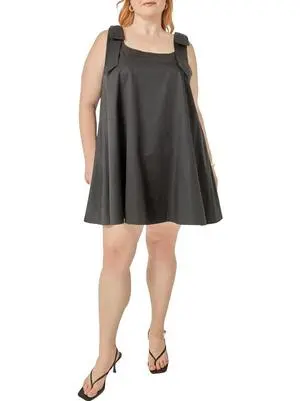English Factory Bow Shoulder Sleeveless Minidress - Black