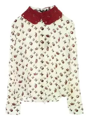 LOUIS VUITTON Monogram Embroidered Collar Shirt - Neutrals