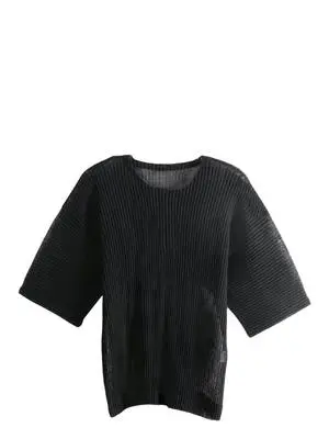 Issey Miyake Pleated Semi-sheer T-shirt Black