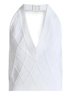 Balmain Quilted Knit Halterneck Top - White