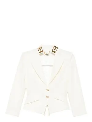 Elisabetta Franchi Tailored Blazer With Embellished Collar - White