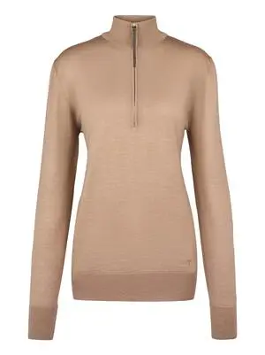 TOD'S Cashmere And Silk Half Zip Pullover - Beige