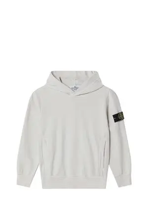 Stone Island Chalk Cotton Hooded Sweatshirt With Compass Logo Badge - White