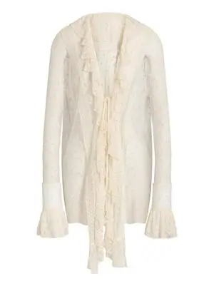 Alberta Ferretti Lace Trimmed Sheer Shirt - Multicolor