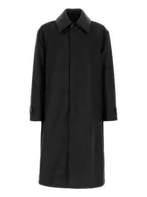 Bottega Veneta Tech Wool Overcoat - Black