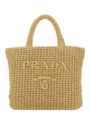 Prada Raffia Shopping Bag - Brown