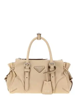 Prada Sand Leather Small Karin Handbag - Brown