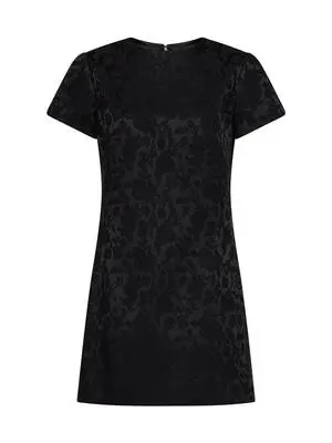 Saint Laurent Black Floral Jacquard Satin Mini Dress - Multicolor