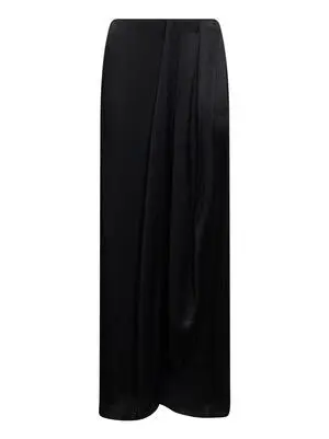 MAISON MARGIELA Black Satin Draped Maxi Skirt - Multicolor