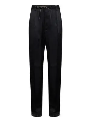 MAISON MARGIELA Black Satin Drawstring Trousers - Multicolor