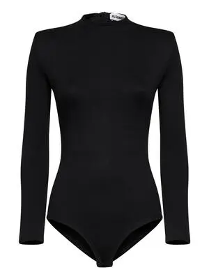 JIL SANDER JIL SANDER Black Compact Wool Knit Fitted Bodysuit Multicolor