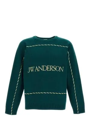 JW Anderson Crewneck Wool Jumper With Embroidered Logo - Multicolor