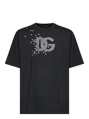 Dolce & Gabbana Black Cotton Logo-printed T-shirt - Multicolor