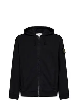 Stone Island Zip-up Hoodie With Logo Badge - Multicolor