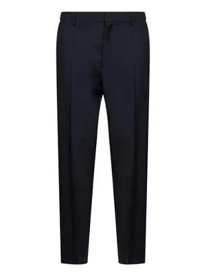 JIL SANDER Dark Blue Wool And Mohair Tapered Trousers - Multicolor