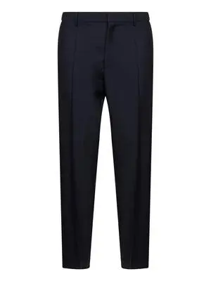 JIL SANDER Dark Blue Wool And Mohair Tapered Trousers - Multicolor