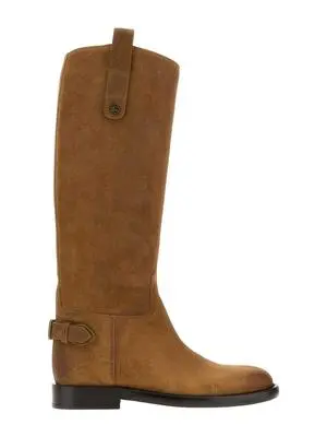 Burberry Cavalier Boots In Suede - Brown