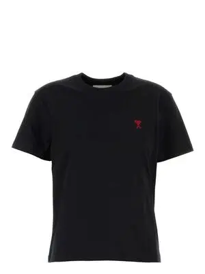 AMI Paris AMI PARIS Organic Cotton T-Shirt With Embroidered Logo Black