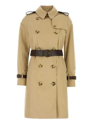 Burberry Beige Twill Trench Coat - Brown