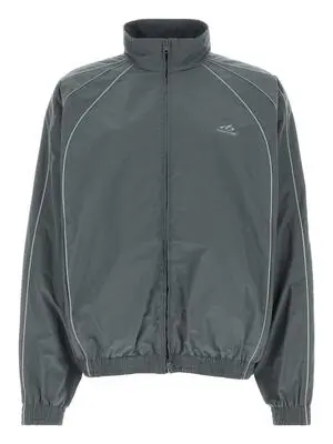 Balenciaga Dark Grey Cotton And Nylon Zip-up Jacket - Gray