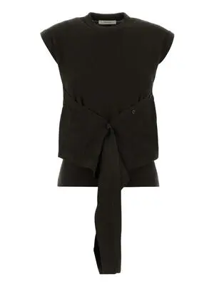 LEMAIRE Dark Wool And Acrylic Vest - Brown