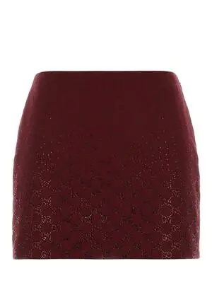 Gucci Gg Monogram Mini Skirt - Red