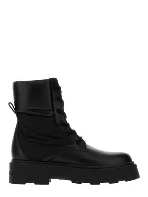 Moncler Leather And Fabric Aurea Ankle Boots - Black