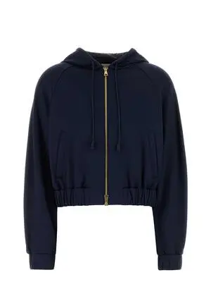 Moncler Hooded Stretch Jersey Sweatshirt - Blue