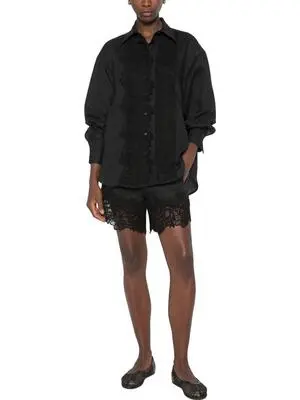 ERMANO SCERVINO Ermanno Scervino Embroidered Linen Shorts With Lace Trim - Multicolor