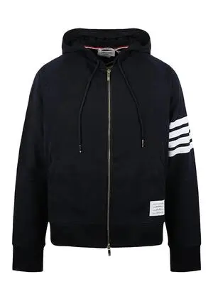 THOM BROWNE Thom Browne Zip Up Hoodie With Four Bar Detail