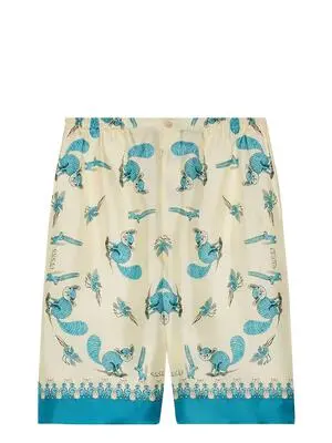 Gucci Freya Hartas Print Silk Twill Shorts - Cream