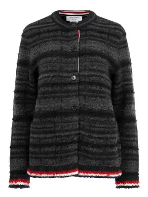 Thom Browne Tartan Check Inlay Cardigan - Black