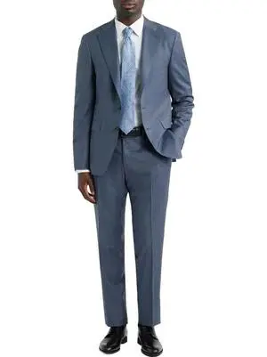 Canali Capri Trim Fit Solid Wool Suit - Blue
