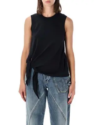 JW Anderson 100% Cotton Top With Front Tie Detail - Nero