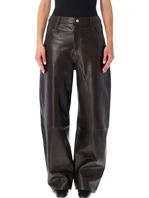 ARMA Leather Barrel Trousers - Coffee Bean