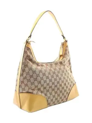 GUCCI Gucci Beige GG Canvas Calf Leather Trim Heart-Shaped Shoulder Bag