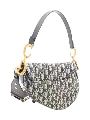 Dior Christian Dior Oblique Saddle Shoulder Bag Neutrals