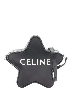 Celine Leather Star Shape Crossbody Shoulder Bag - Black