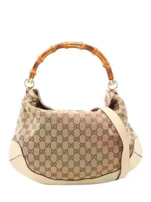 Gucci 2000s Bamboo Gg Canvas Tote Bag - Neutrals