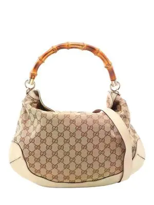 Gucci 2000s Bamboo Gg Canvas Tote Bag - Neutrals