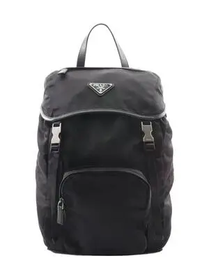 Prada Prada Triangle Logo Backpack Black