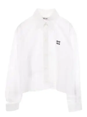 Miu Miu Poplin Embroidered Logo Shirt - White