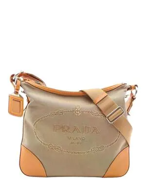 Prada Logo Jacquard Shoulder Bag - Neutrals