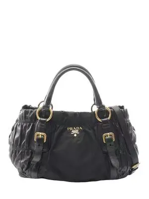 Prada Gaufre Buckled Tote Bag - Black