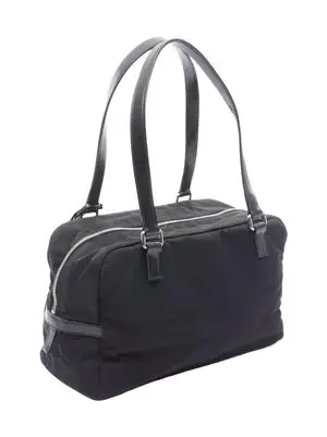 Prada 2000s Logo Patch Shoulder Bag - Black