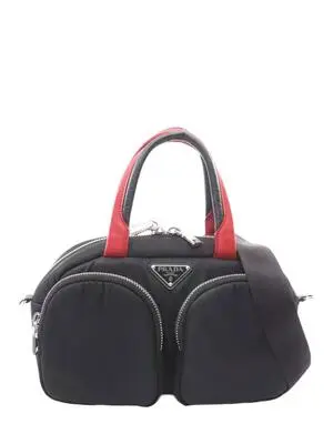 Prada 2010s Triangle Logo Two-way Handbag - Black