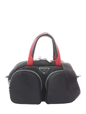 Prada Two-way Handbag With Triangle Logo - Black