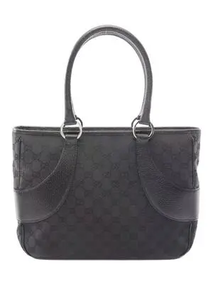 Gucci Gg Canvas Leather Trim Handbag - Black