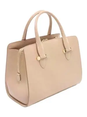 FERRAGAMO Grained Leather Top Handle Bag - Neutrals